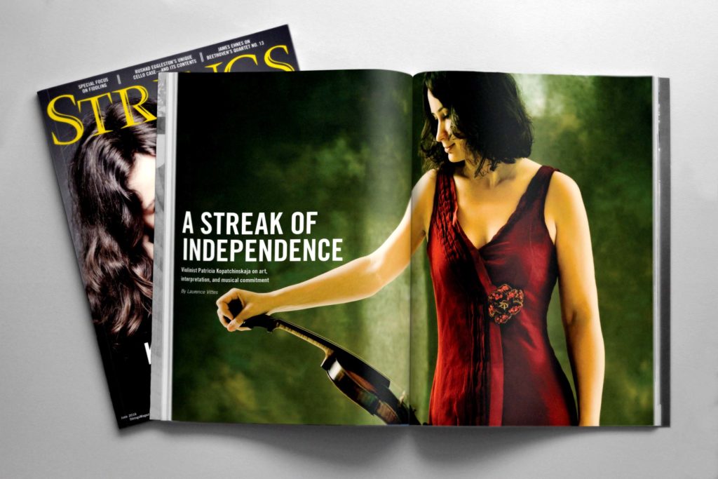 Pat Kop feature for Strings Magazine with cover and spread - BAYARD HEIMER